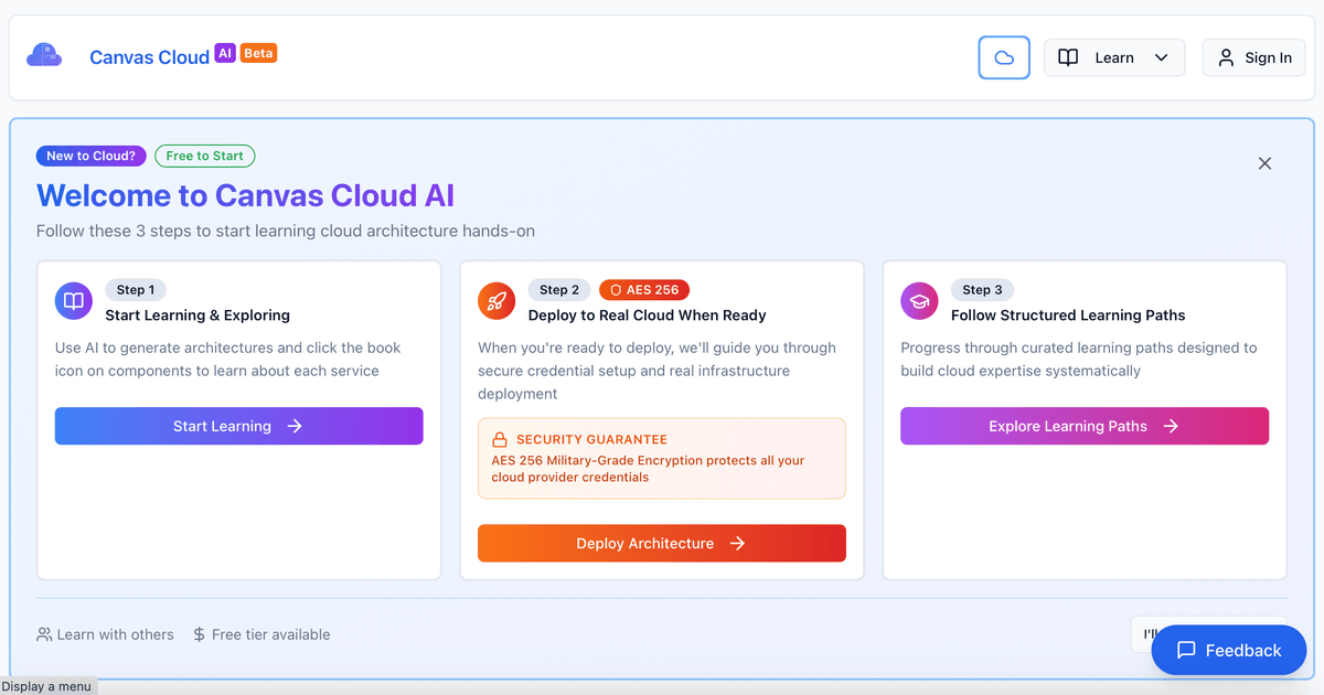 Sign In | Canvas Cloud AI - Cloud Architecture Platform